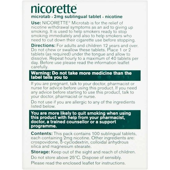 Nicorette Microtabs 2mg - 100 Tabs.Ultior